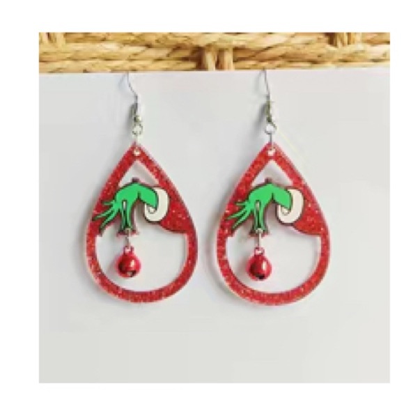 Jewelry | Nwt Grinch Water Drop Acrylic Earrings | Poshmark